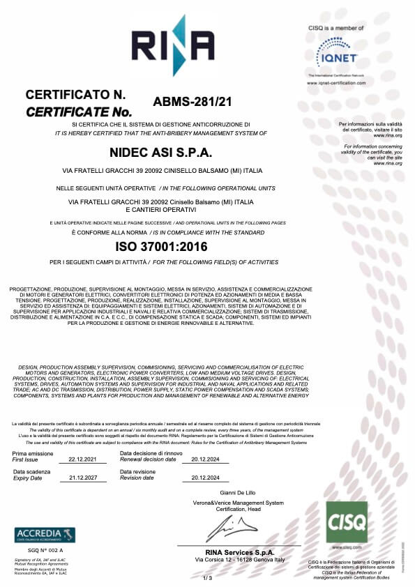Nidec_ASI_SpA_ISO_37001_NIDECASIABMS-281-21 - Nidec Conversion