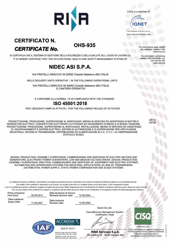 Nidec_ASI_SpA_MI_ISO_45001_- _ RINA_OHS-935_(Exp_2027.08.17) - Nidec ...