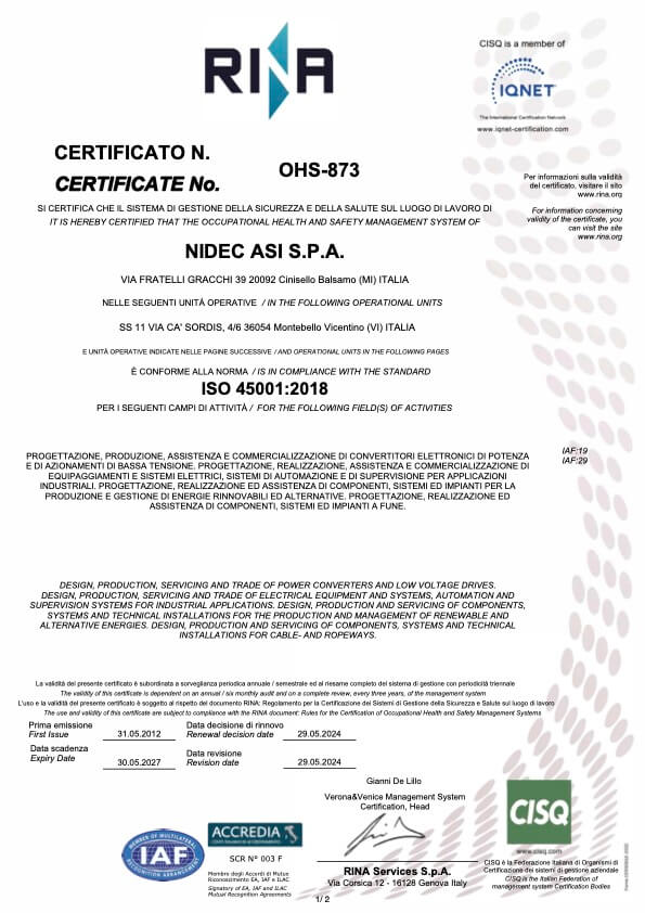 Nidec_ASI_SpA_VI_ISO_45001_-_RINA_OHS-873_(Exp_2027.05.30) - Nidec ...